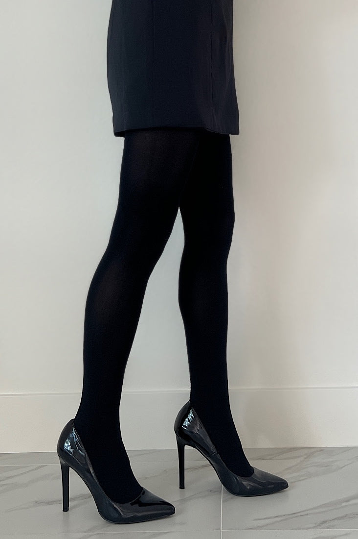 Rhinestone Accent Opaque Tights – Style Sapphire